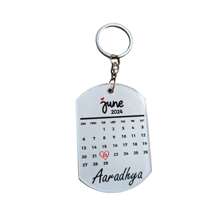 Personalized Acrylic Glossy Photo Calendar Keychain | Custom Double ...